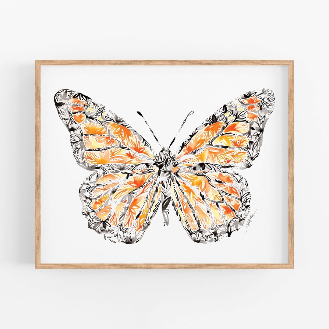 Monarch Butterfly Fine Art Print Watercolor Artwork Decor Wall Hanging ...