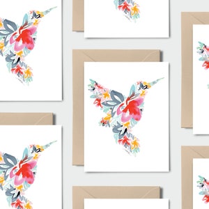 HUMMINGBIRD Note Card Set of 8 Folded Stationery With Envelopes ...