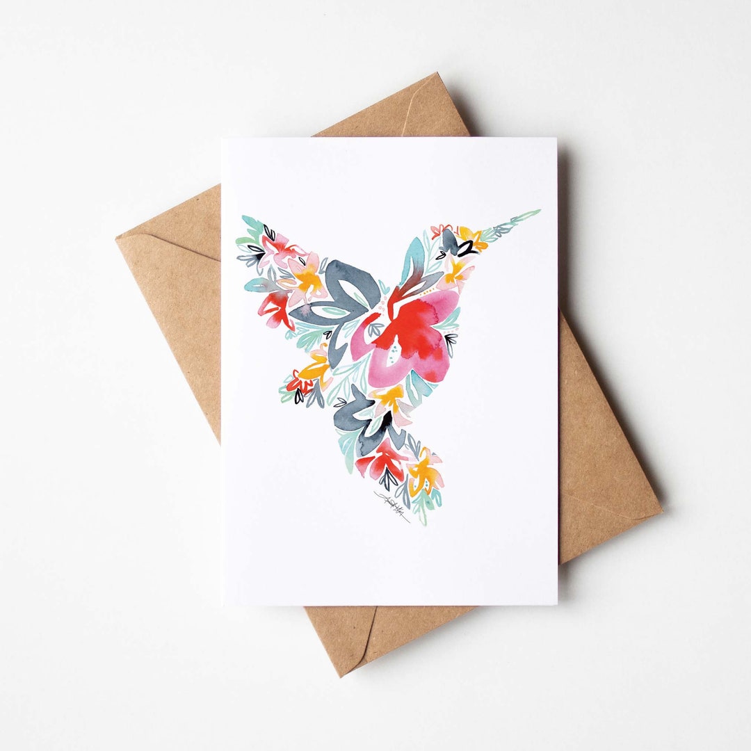 HUMMINGBIRD Note Card Set of 8 Folded Stationery With Envelopes ...