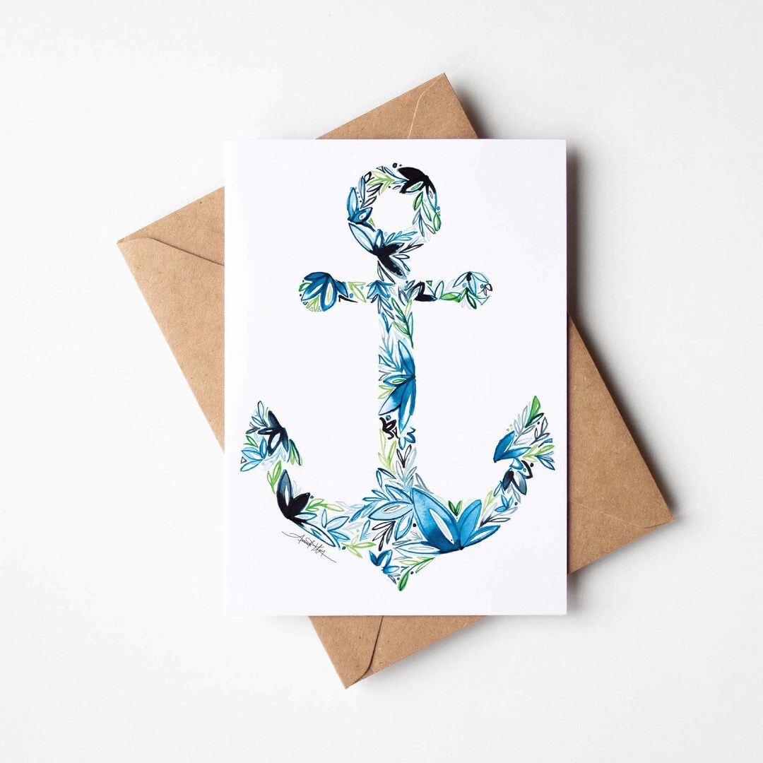 Anchor Note Card Set Watercolor Fine Art Notecard Gift for Her Him ...
