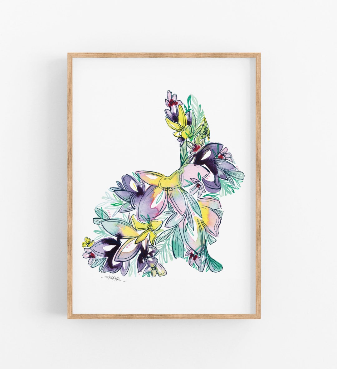 Rabbit Wall Art Print, Bunny Art, Watercolor Rabbit Decor Painting ...