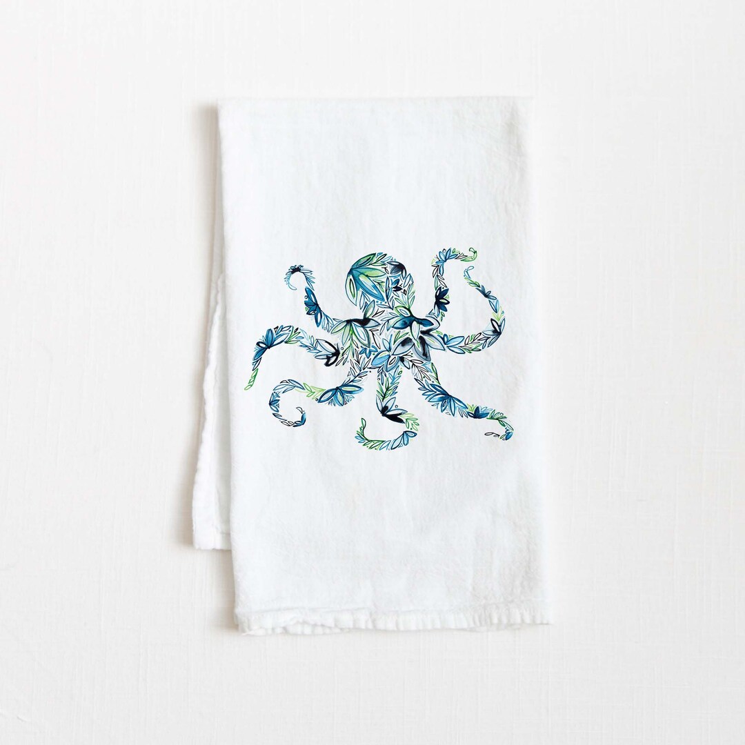 Octopus Flour Sack Tea Towel Kitchen Towel Dish Towel Christmas Gift ...