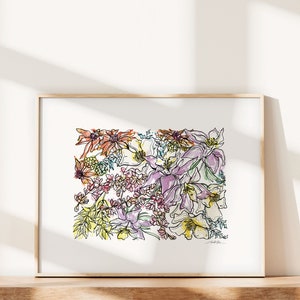 COLORADO Wildflowers State Art Print Fine Art Floral Map Poster Wall ...