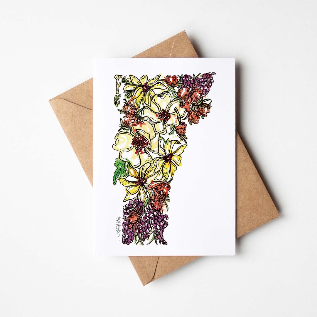 VERMONT Floral Box SET of 8 Blank Note Cards With Envelopes ...