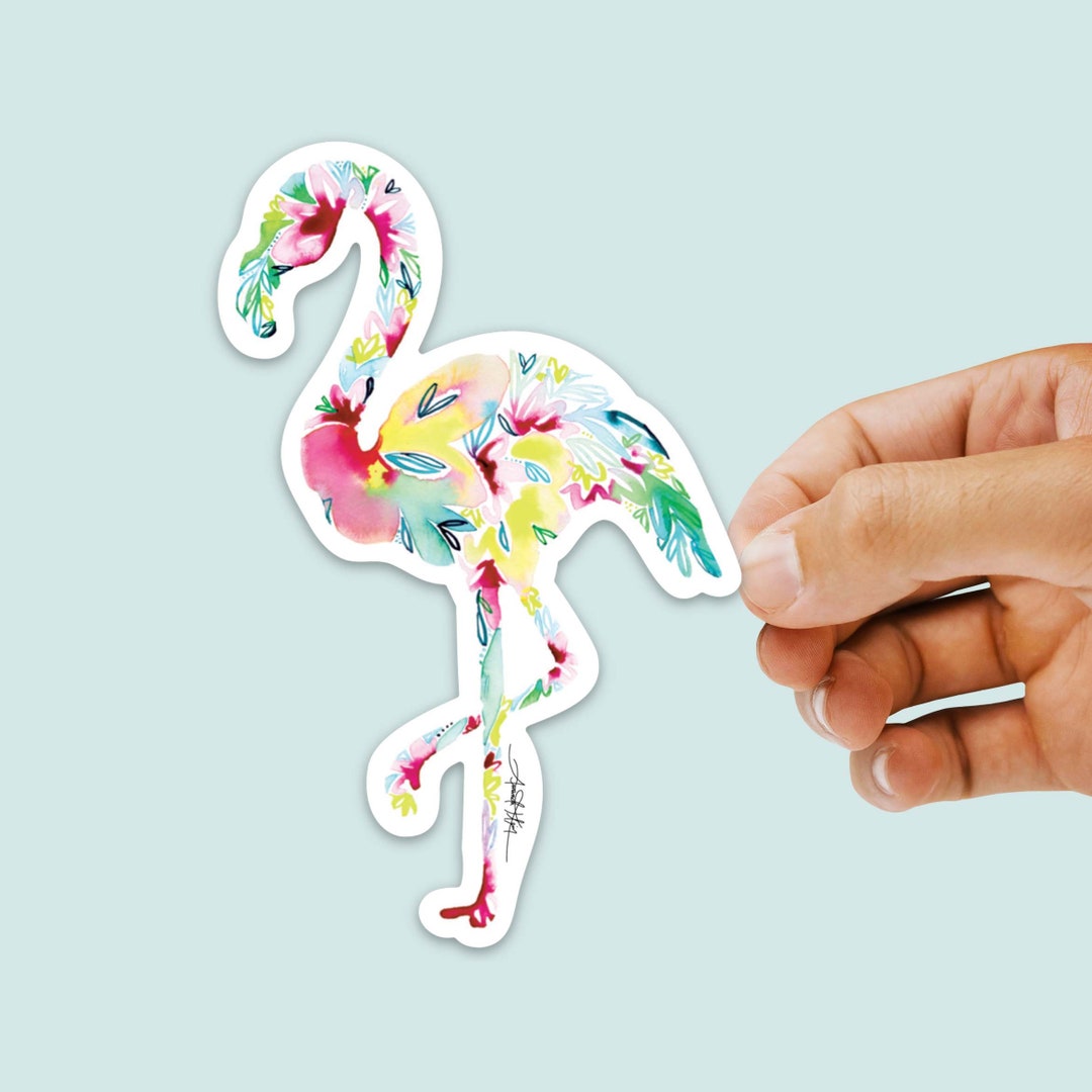 Flamingo Vinyl Decal Cute Sticker Weatherproof Waterproof Water Bottle ...