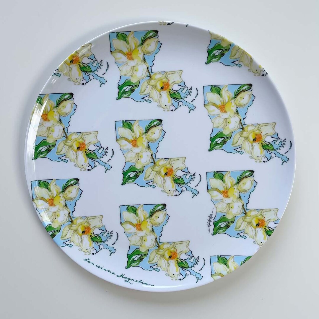 Louisiana Magnolia Melamine Plate Kitchen Dinner Dishes Decor State ...