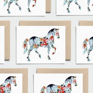 HORSE Note Card Set of 8 Folded Stationery With Envelopes & Stickers ...