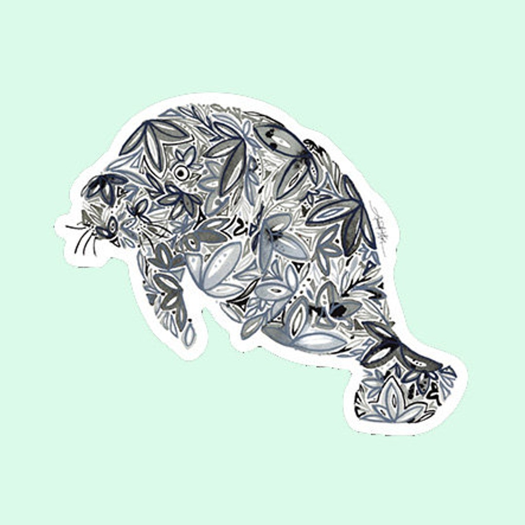 Manatee Vinyl Decal Sticker Cute Sticker Water Bottle Weatherproof ...
