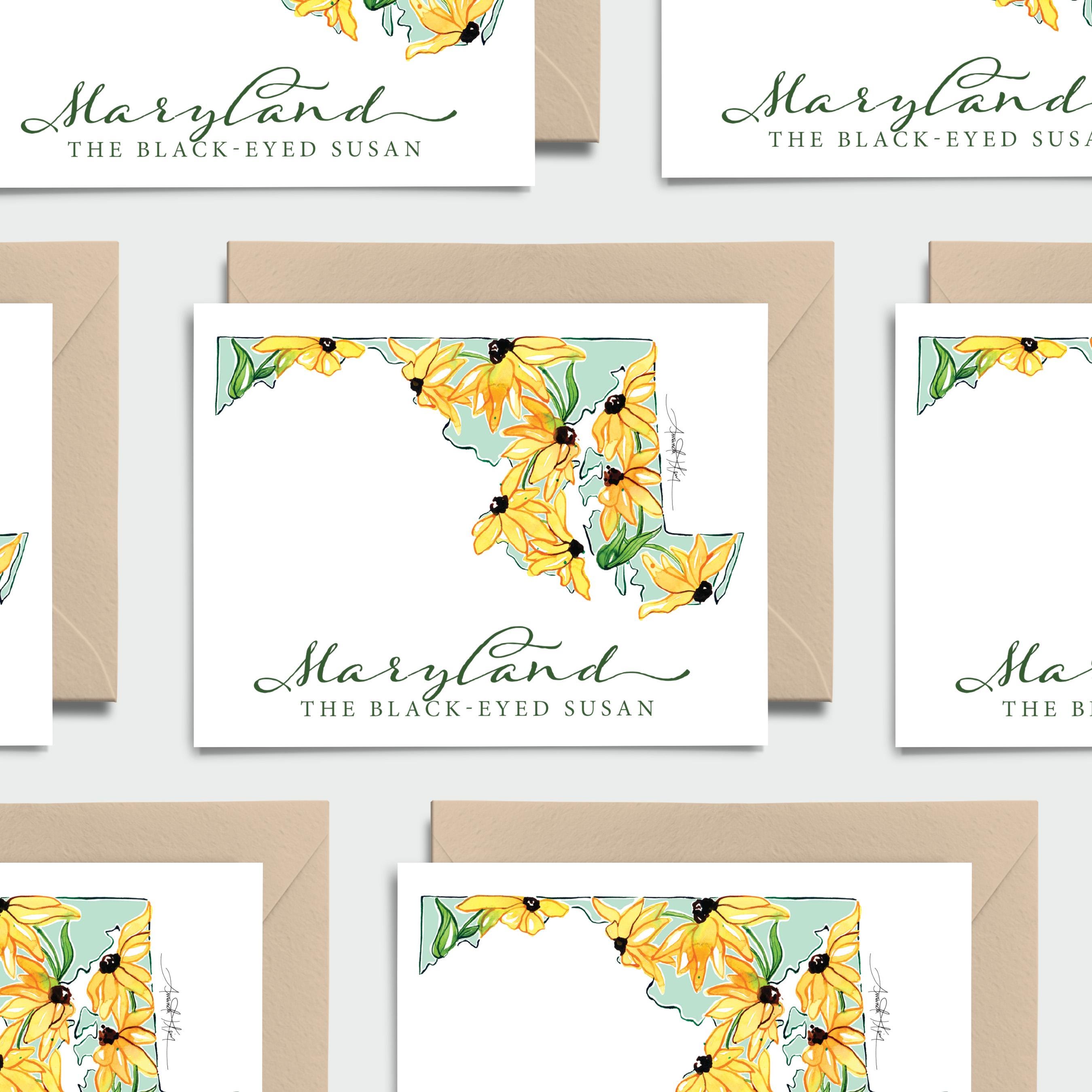 Maryland Black-eyed-susan State Flower BOX SET OF 8 Blank Note Cards ...