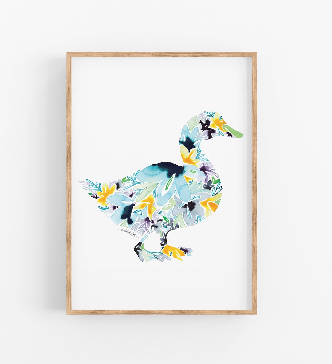 DUCK Wall Art Print, Bird Art, Watercolor Farm Animal Decor Painting ...