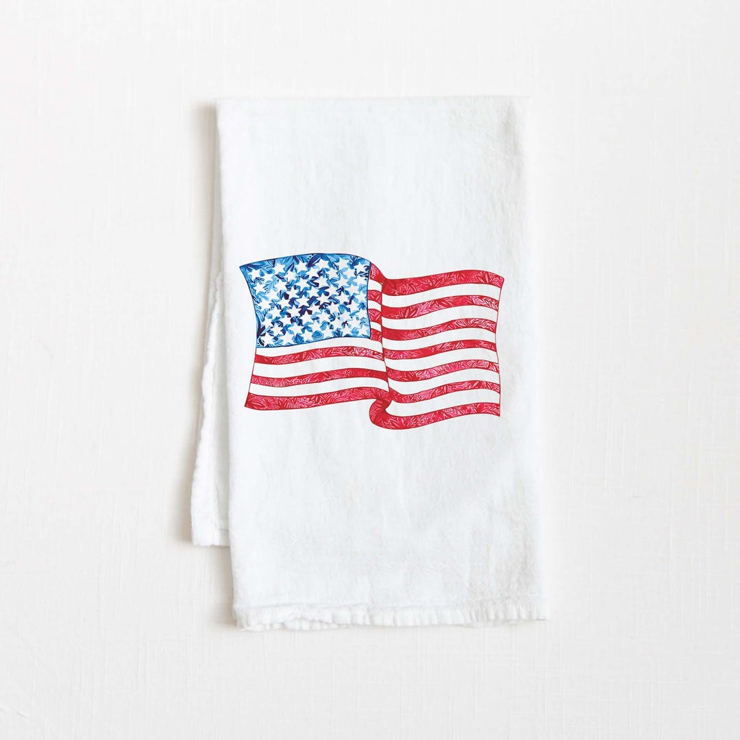 American Flag Flour Sack Tea Towel 27x27 Cotton Kitchen Decor ...