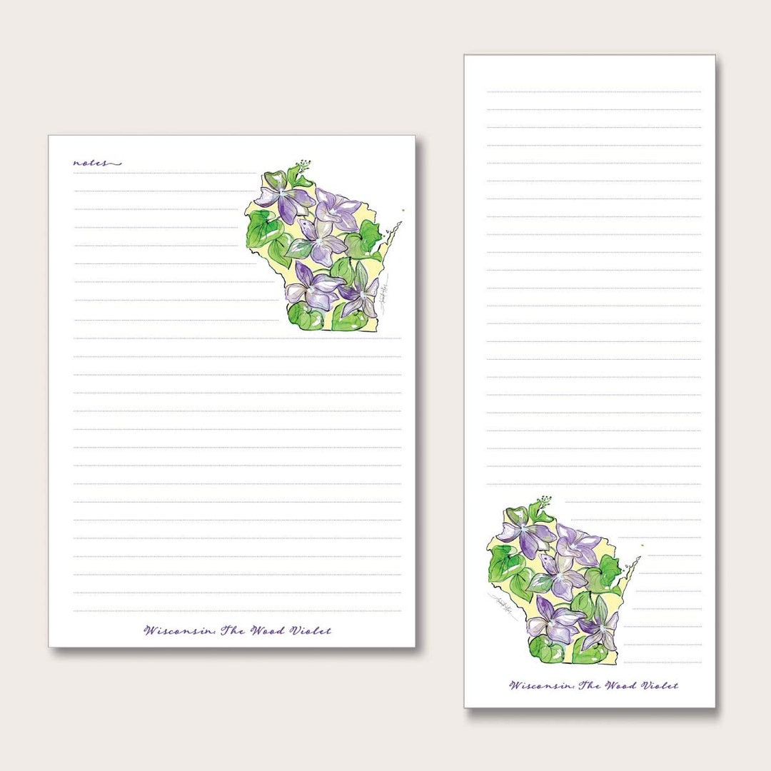 Wisconsin Notepad Bundle State Flower Stationery Gift for Her Him ...