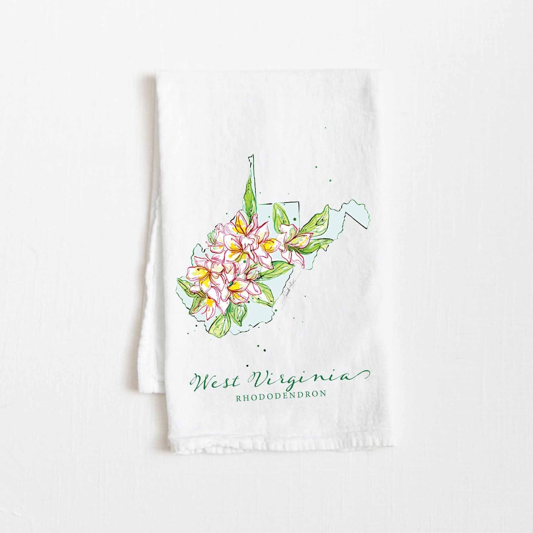 West Virginia Flour Sack Tea Towel 27x27 Cotton Kitchen Decor Unique ...