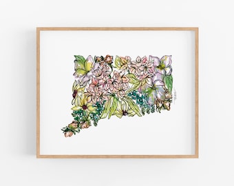 Connecticut Watercolor Print CN Home Decor CN Art Print East Coast Home ...