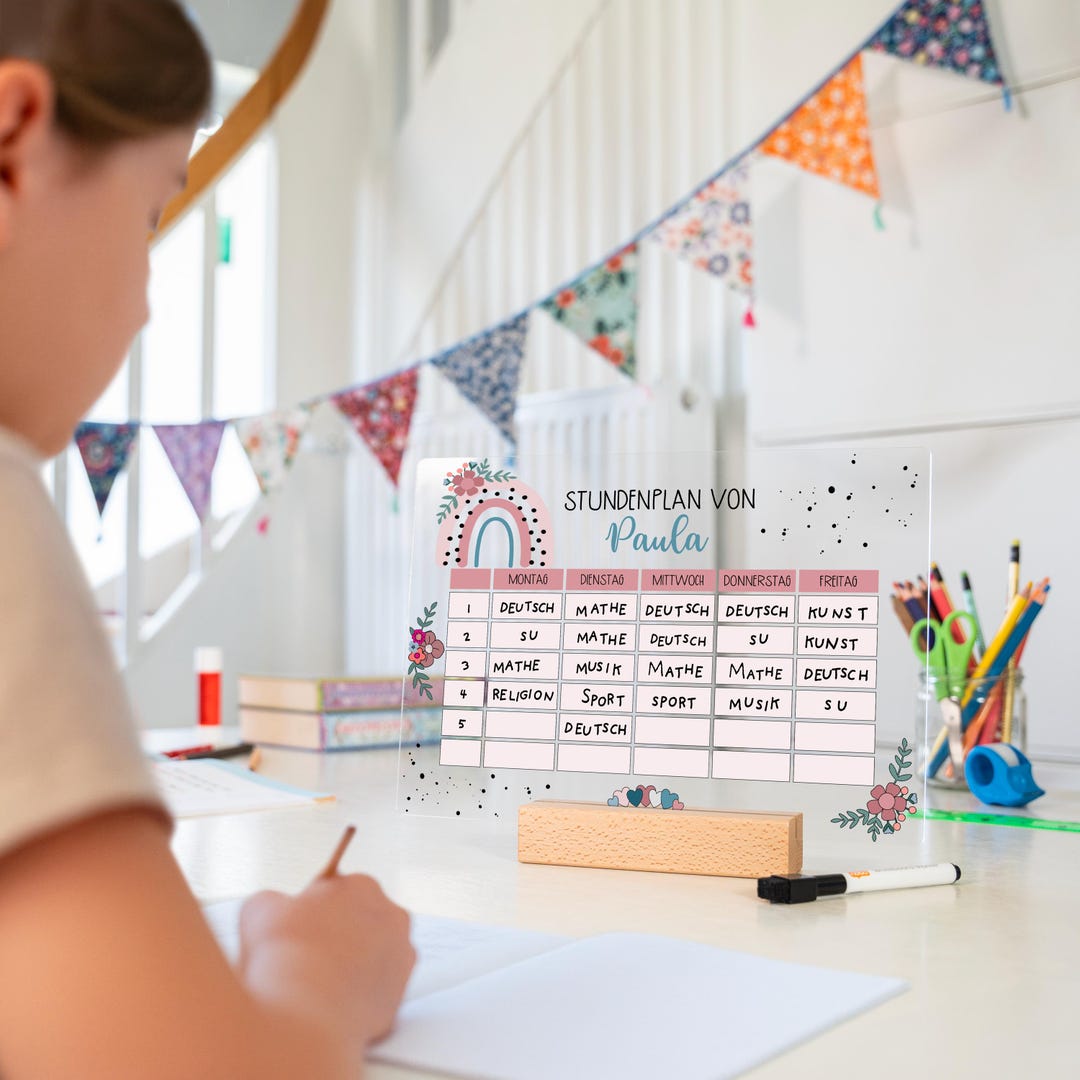 Personalized Children's Timetable - Wipeable & Made of Acrylic - Gift ...