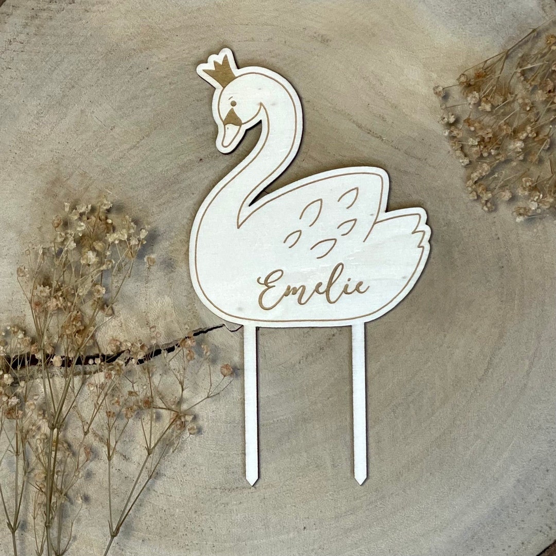 Cake Topper Swan With Name Cake Topper Cake Topper Decoration Birthday ...