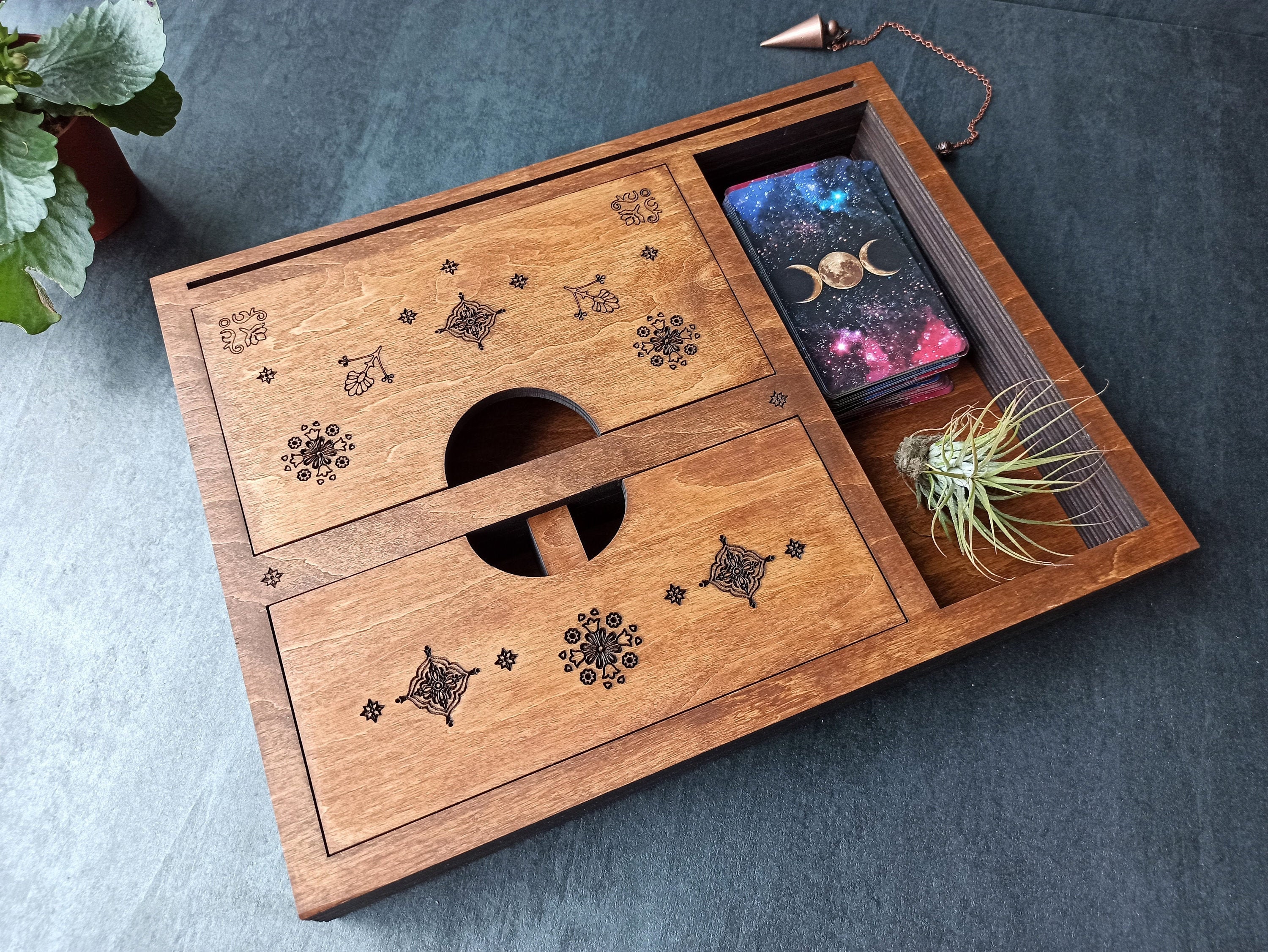 large-deep-tarot-card-box-with-tarot-card-stand-crystals-etsy