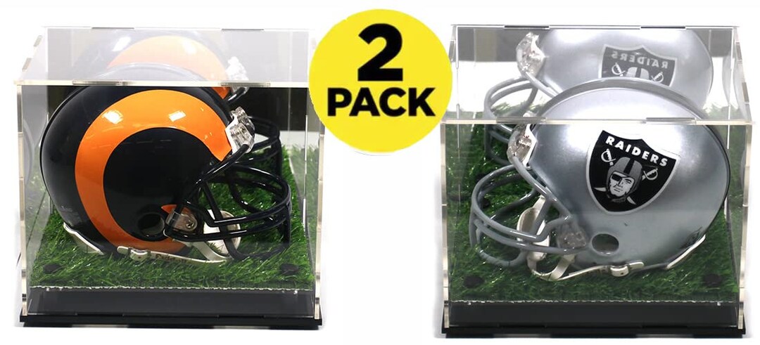 Mini Football Helmet Display Case Acrylic Box Showcase 2-pack 2 Level ...