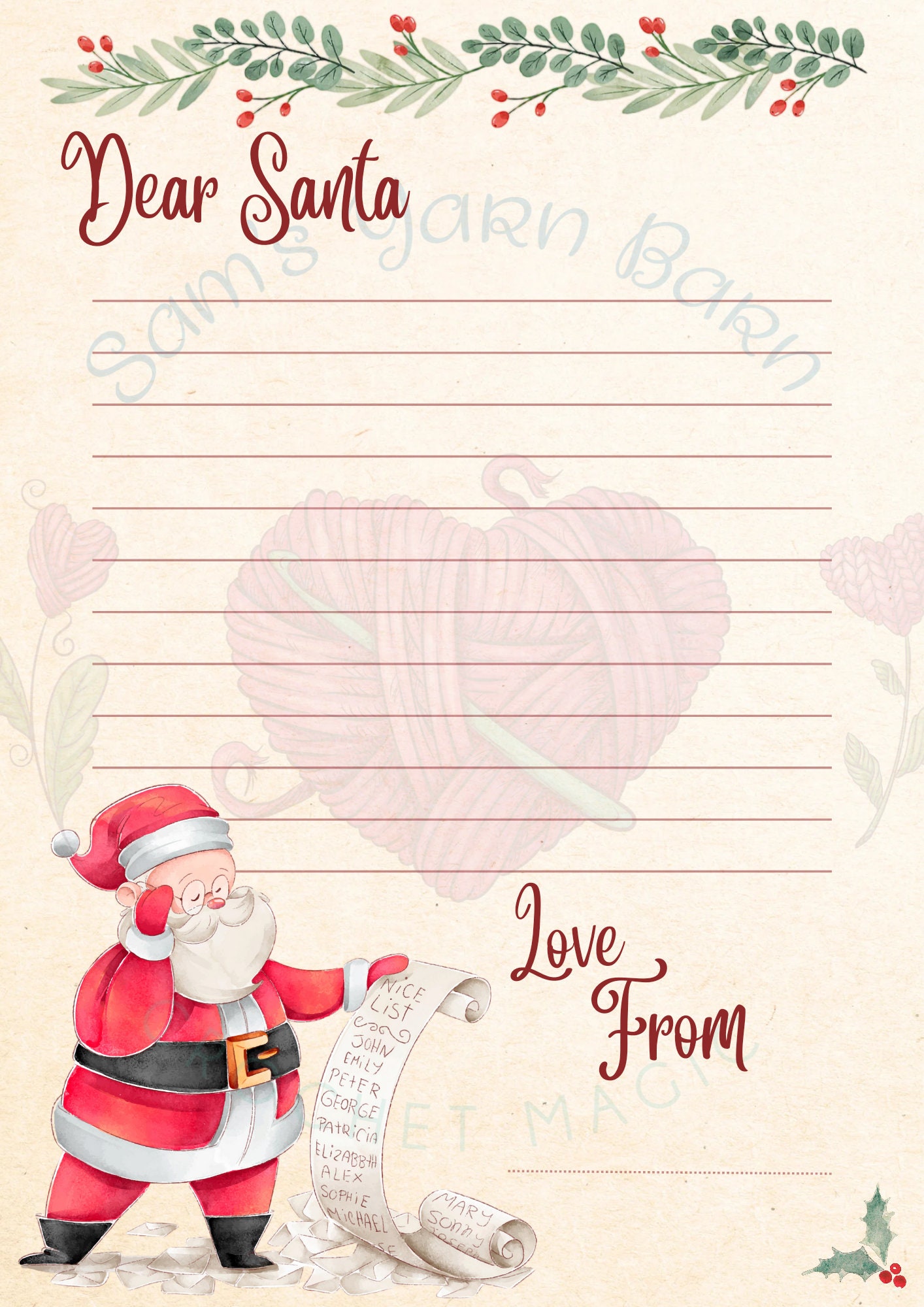 Letter to Santa PDF Download - Etsy