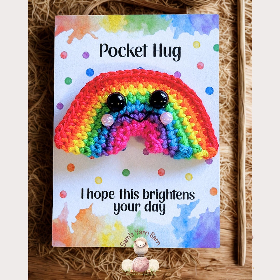 Crochet Rainbow Pocket Hug Token: Thinking of You Gift - Etsy