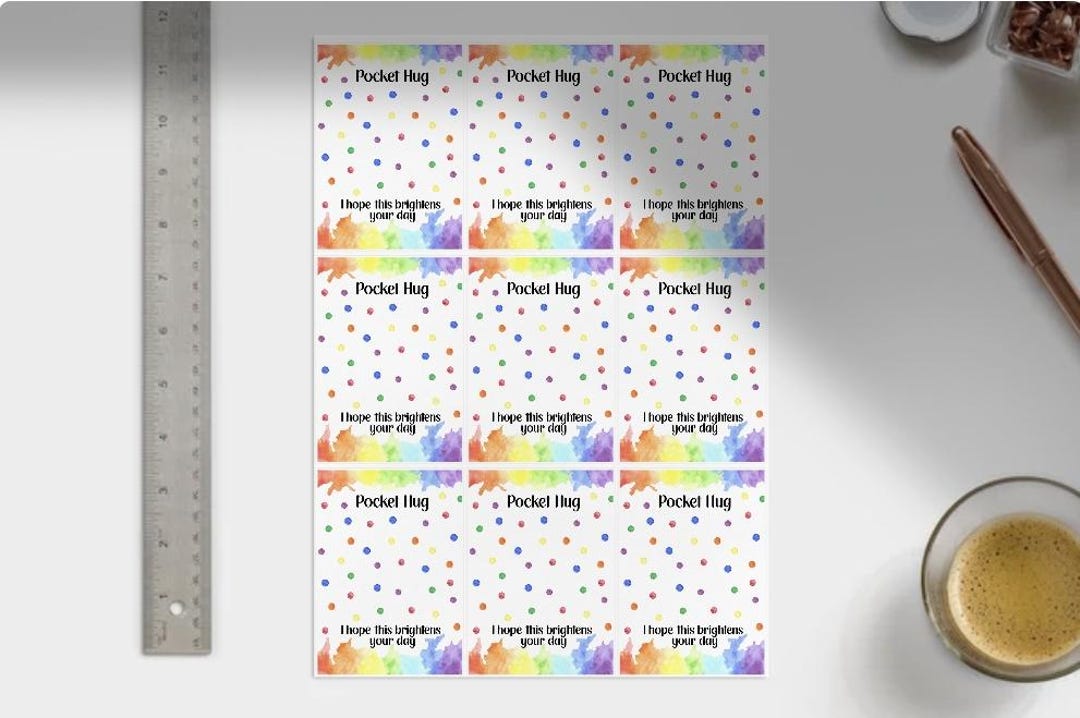 Printable Rainbow Pocket Hug Token: Get Well Gift Card (digital ...