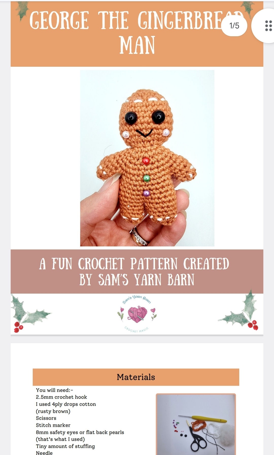 George the Gingerbread Man Person Girl Amigurumi Crochet Pattern Pdf ...