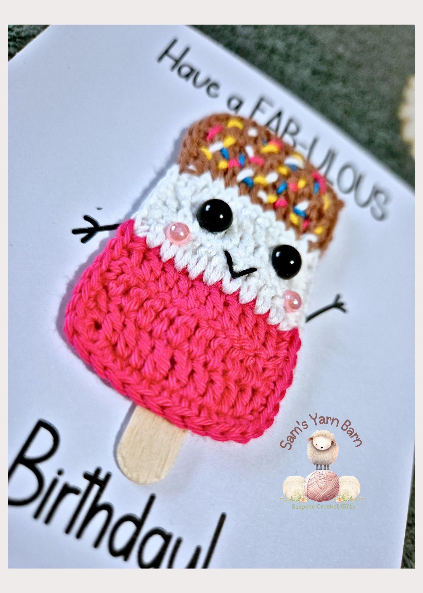 Crochet Fab Ice Cream Birthday Greeting – Unique Handmade Pun Card ...