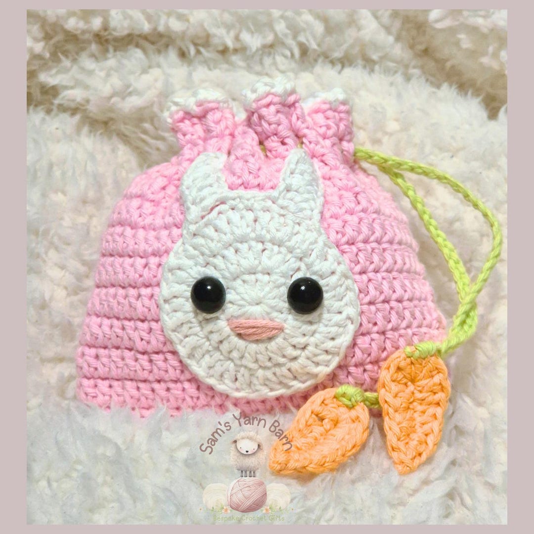 Bunny Rabbit Crochet Drawstring Treat Bag Digital Pattern Download ...