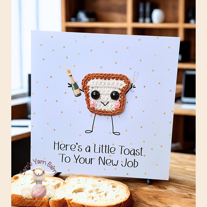 Crochet Toast New Job Card: Handmade Congratulations Card - Etsy
