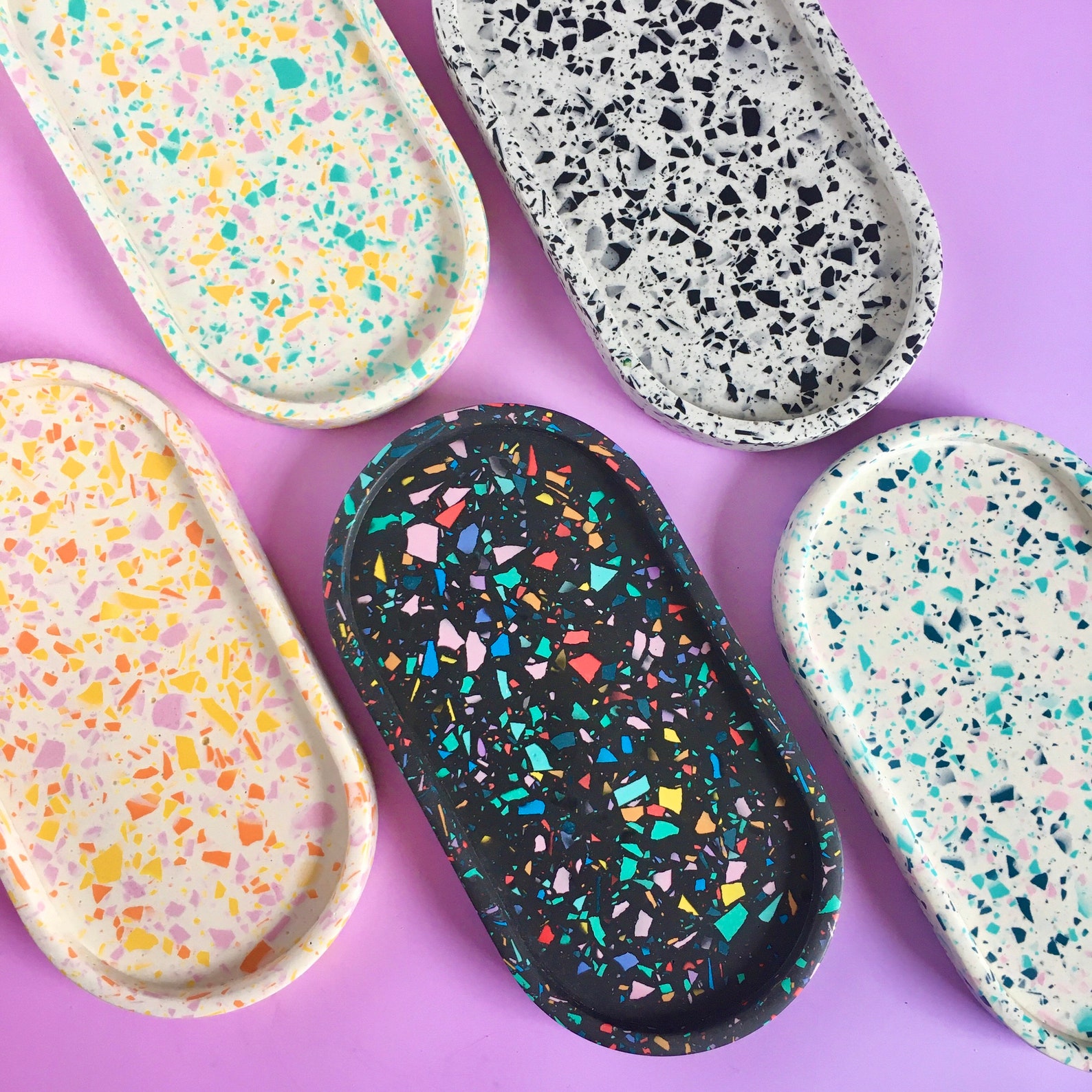 Terrazzo Tray Oval Tray Handmade Tray Trinket Tray - Etsy