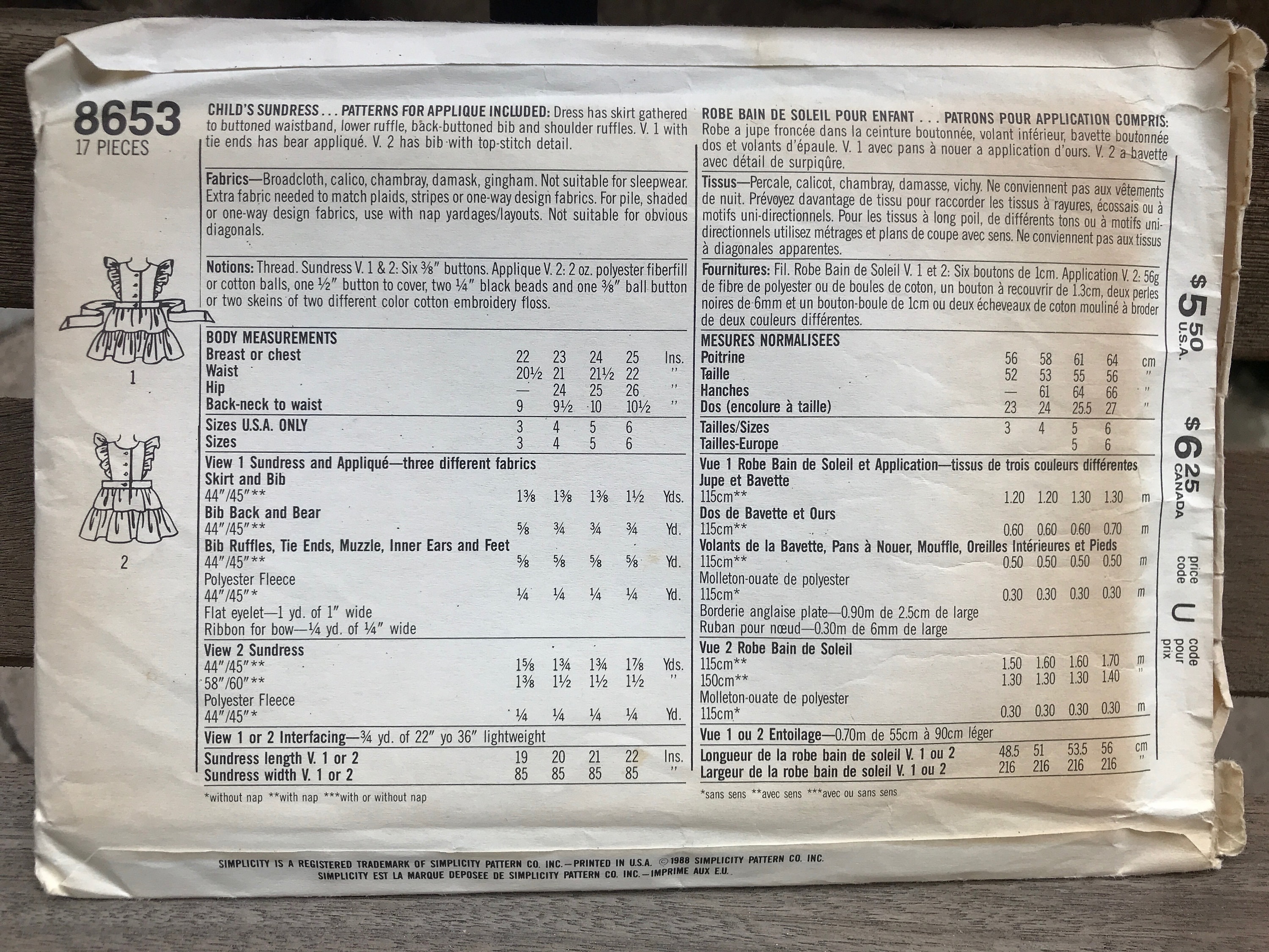 Vintage Sewing Pattern for Girls Simplicity 8653 Simplicity - Etsy