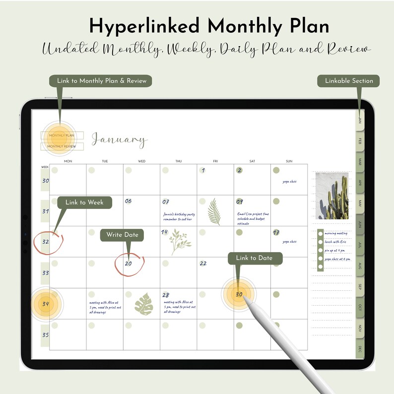 Undated Any Year Digital Planner Goodnotes Undated Daily | Etsy