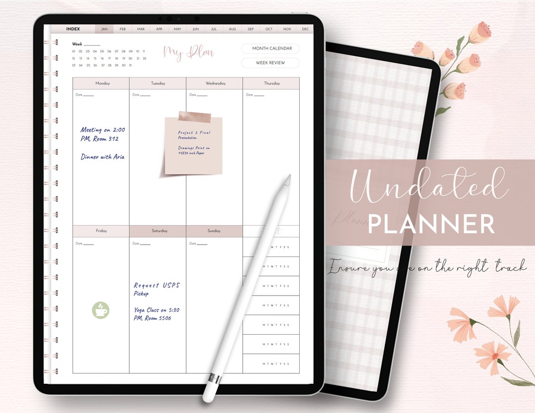 Undated PORTRAIT Digital Planner, Goodnotes Planner, Notability Planner ...