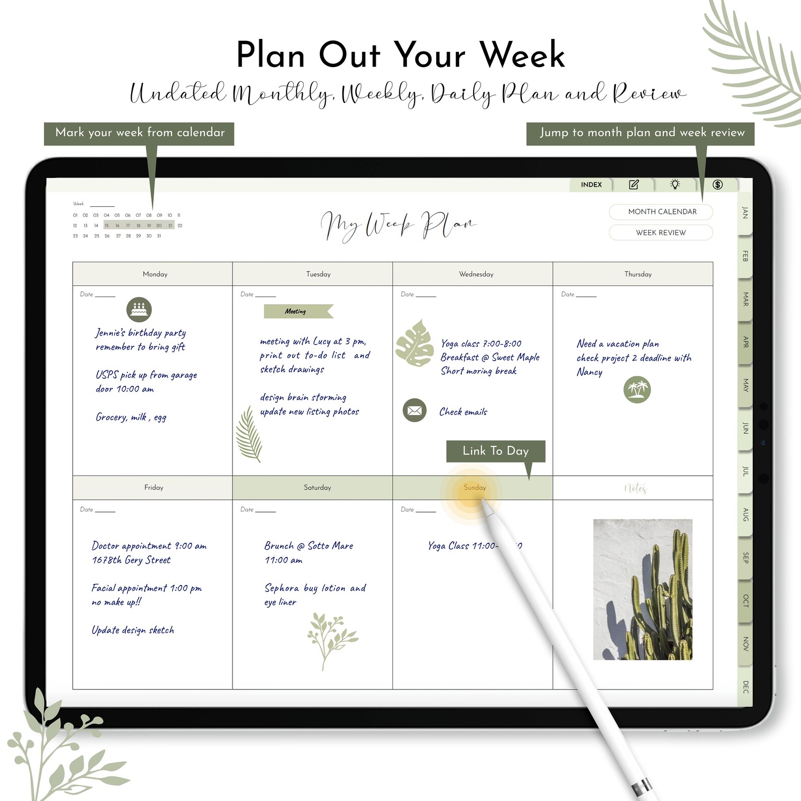 Undated Any Year Digital Planner, Goodnotes, Undated Daily Planner ...