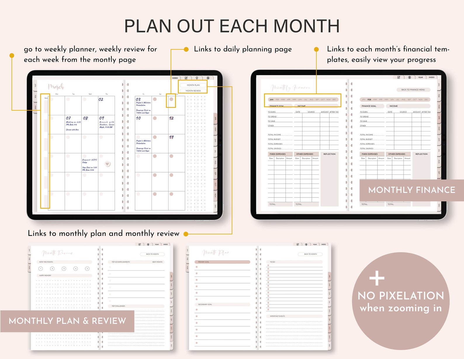 Undated Digital Planner Binder Goodnotes Planner Notability - Etsy