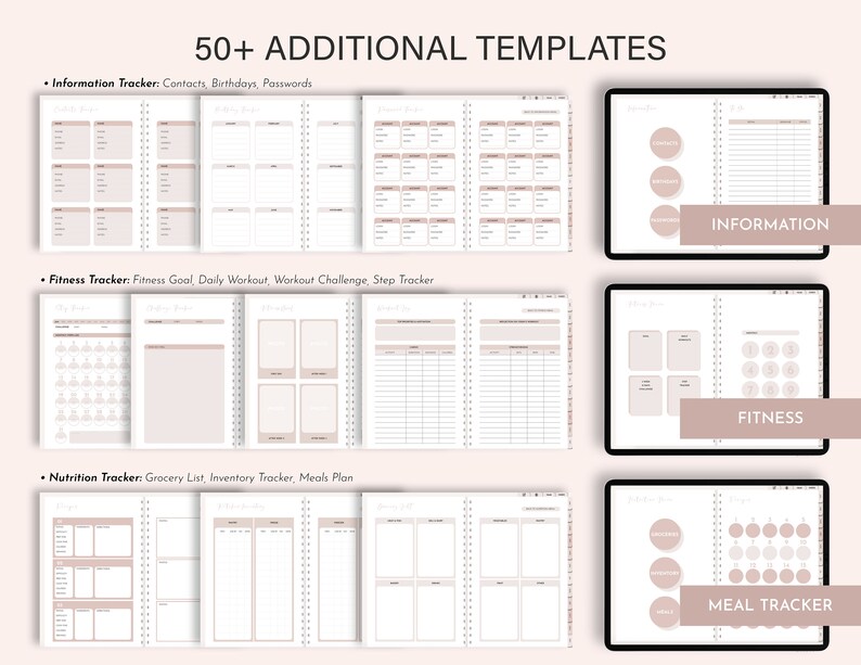 Undated Digital Planner Binder, Goodnotes Planner, Notability Planner ...