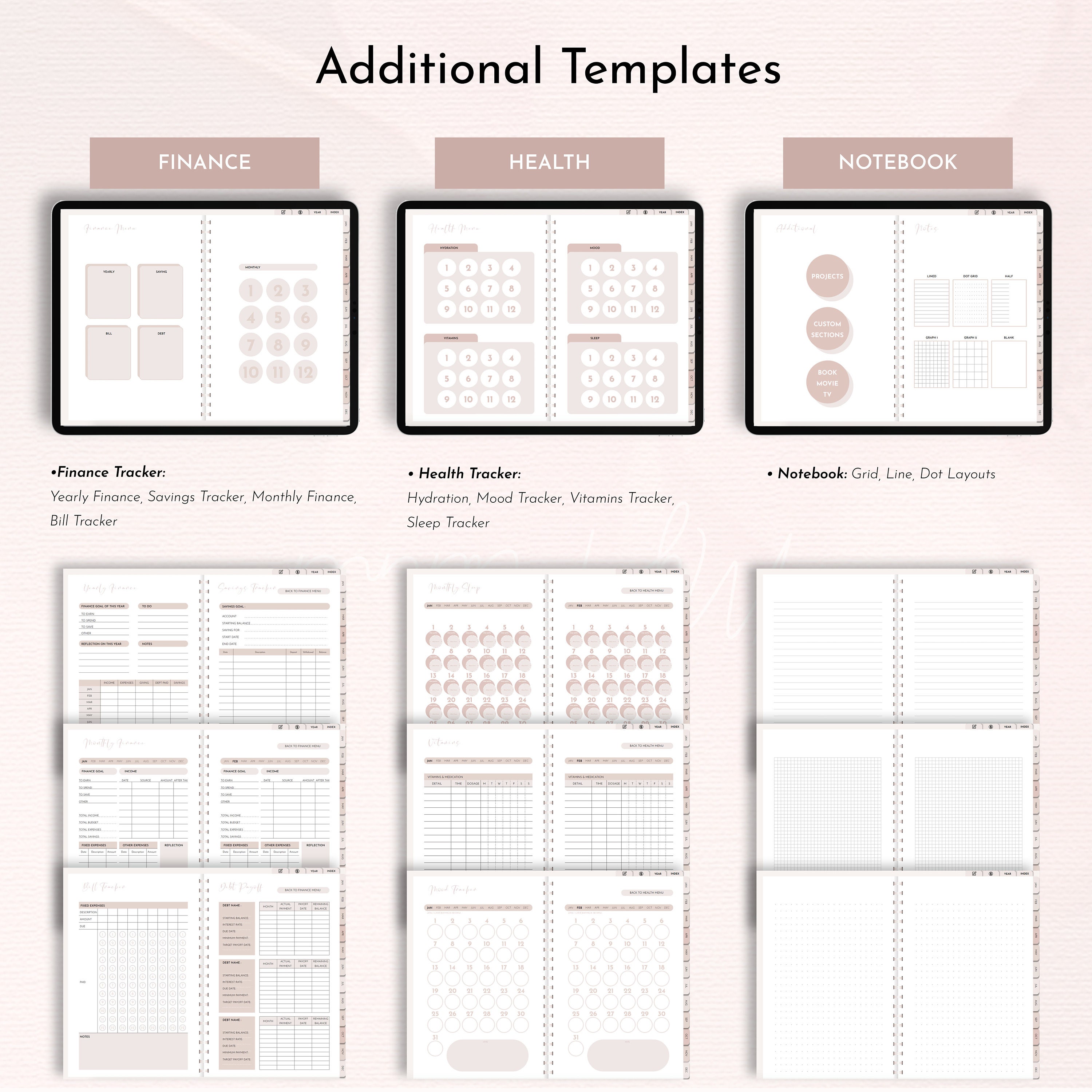Undated Any Year Digital Planner Goodnotes Notability - Etsy