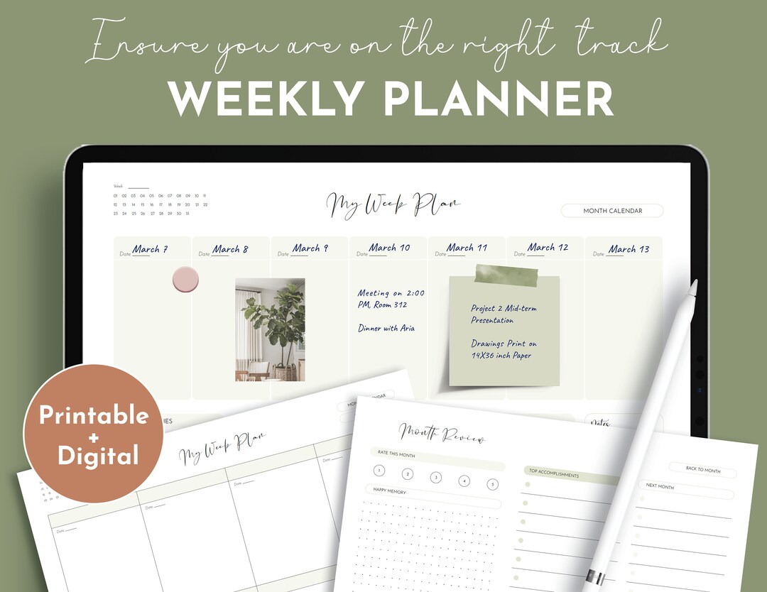 Undated Weekly Digital Planner, Goodnotes Planner, Notability Planner ...