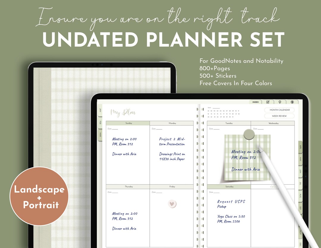 Undated Digital Planner Binder, Goodnotes Planner, Notability Planner ...