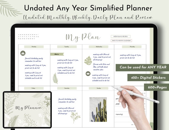 Undated Any Year Digital Planner Goodnotes Undated Daily | Etsy
