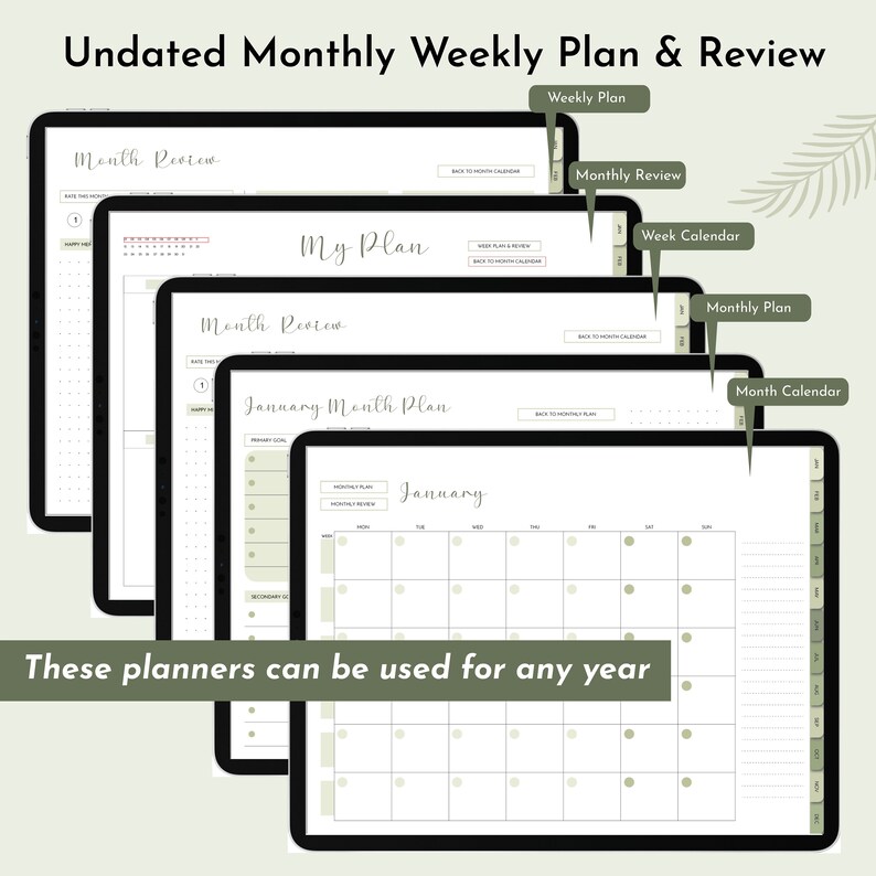 Undated Any Year Digital Planner Goodnotes Undated Daily | Etsy