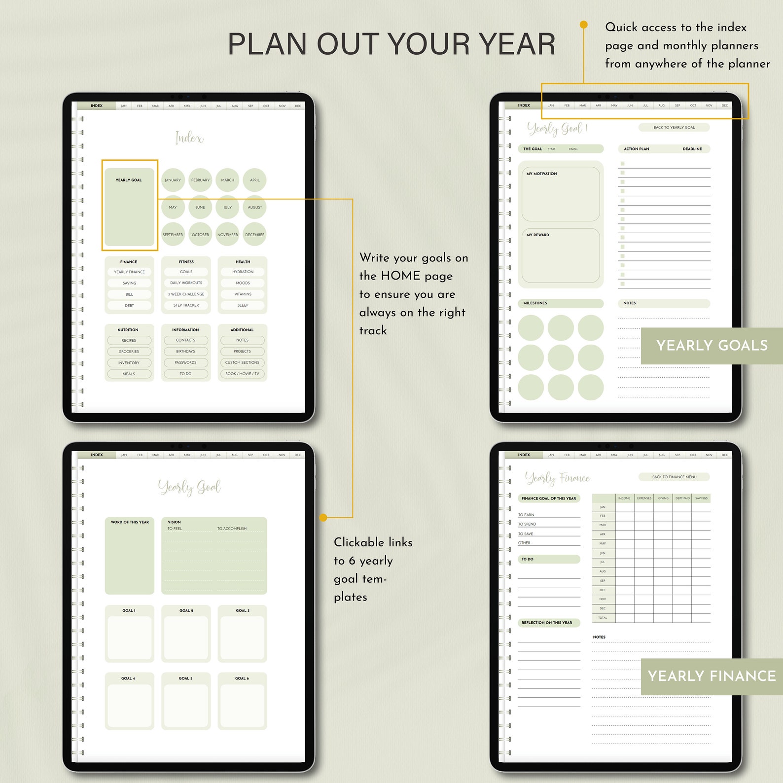 Undated PORTRAIT Digital Planner Goodnotes Planner - Etsy