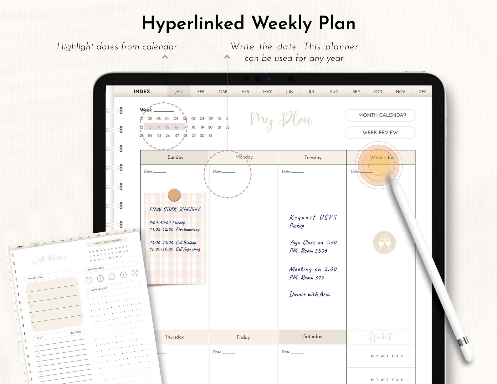 Undated Portrait Digital Planner Any Year Goodnotes Planner - Etsy