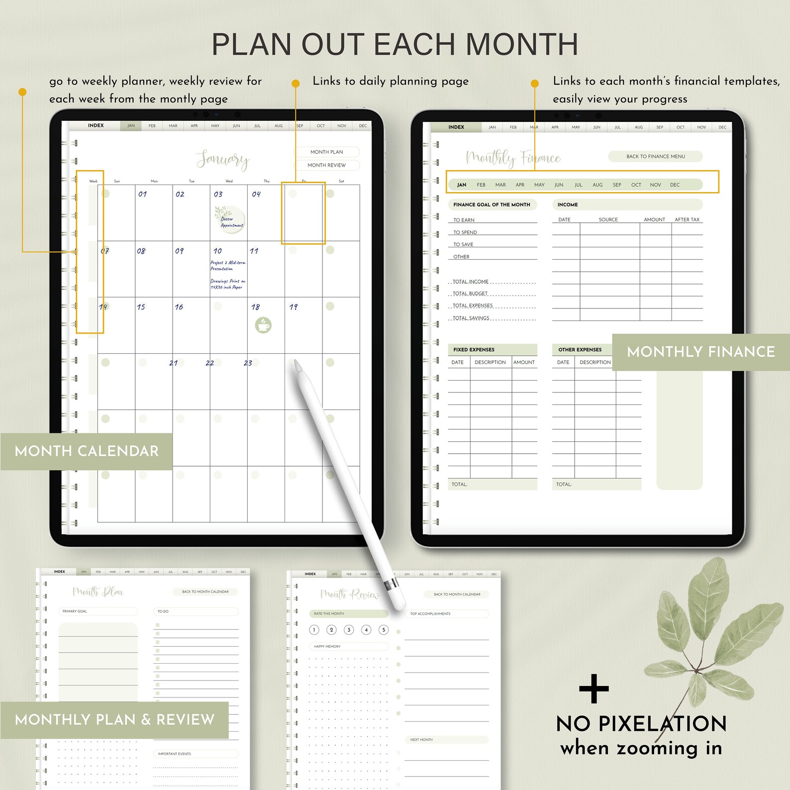 Undated PORTRAIT Digital Planner Goodnotes Planner - Etsy