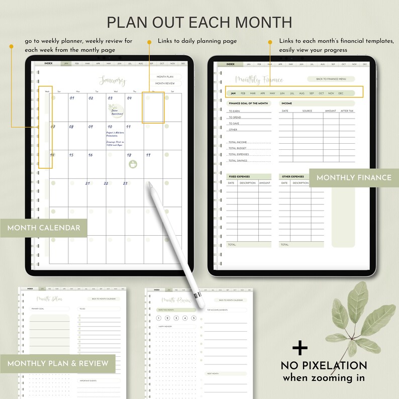 Undated PORTRAIT Digital Planner Goodnotes Planner - Etsy