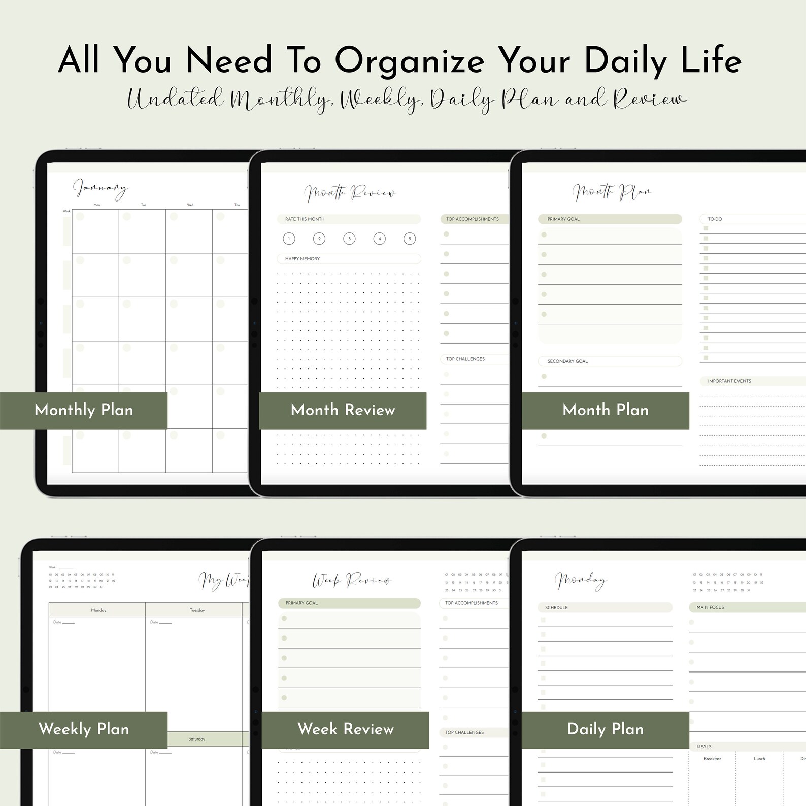 Undated Any Year Digital Planner, Goodnotes, Undated Daily Planner ...