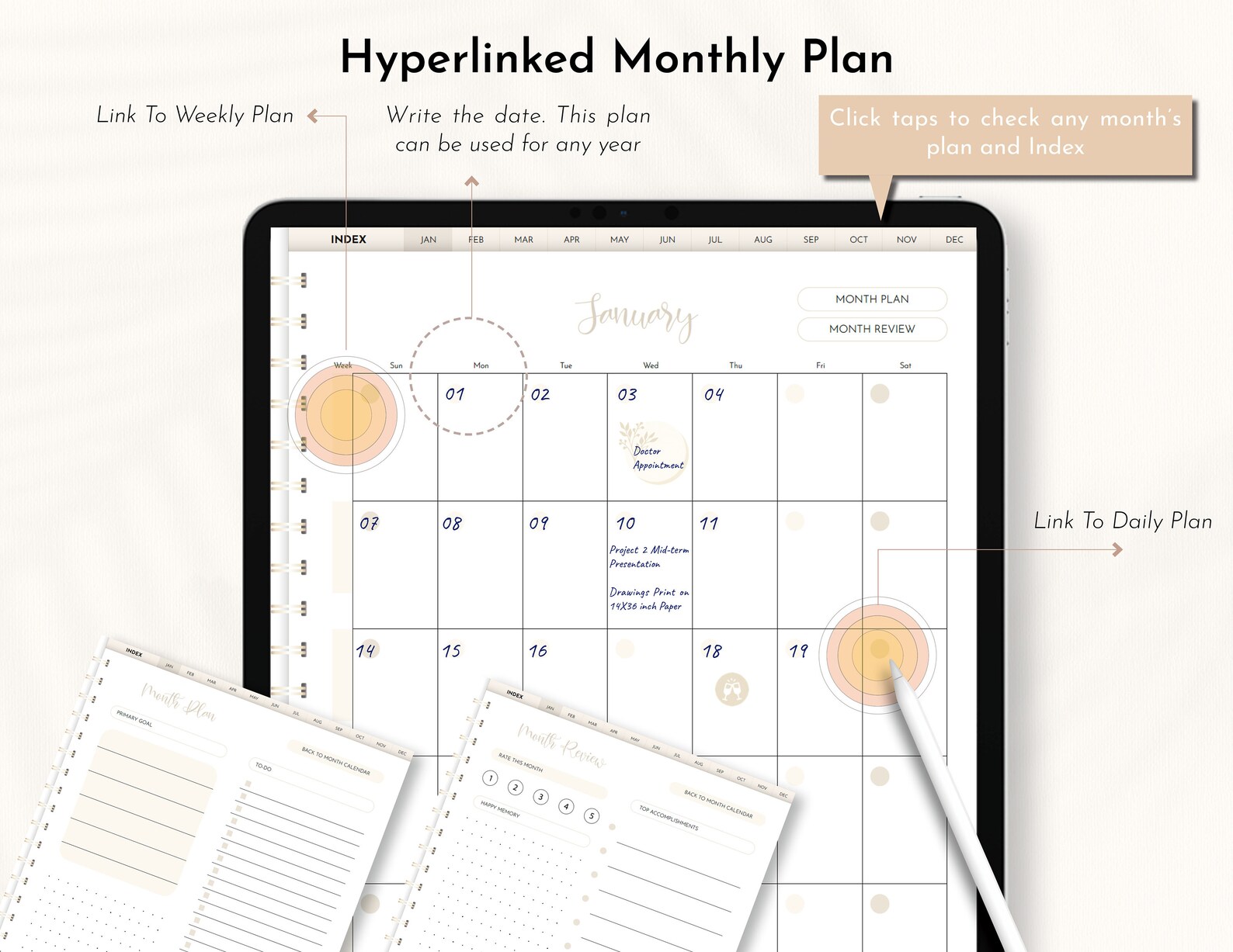 Undated Portrait Digital Planner Any Year Goodnotes Planner - Etsy