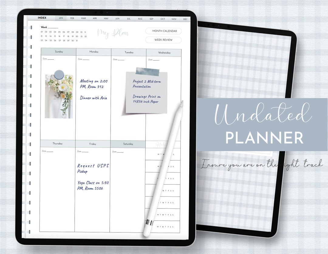 Undated PORTRAIT Digital Planner, Any Year Digital Planner for ...