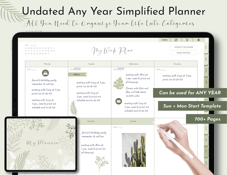 Undated Any Year Digital Planner, Goodnotes, Undated Daily Planner ...