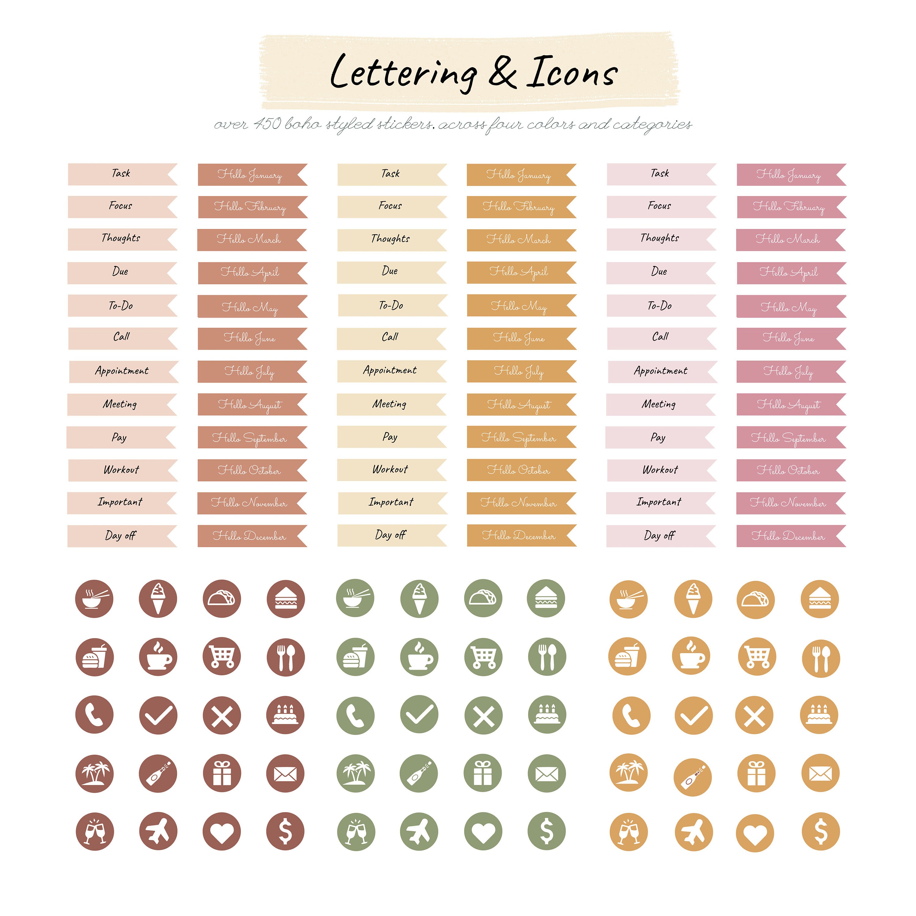 Digital Stickers Boho Stickers Set Goodnotes Sticker Book - Etsy